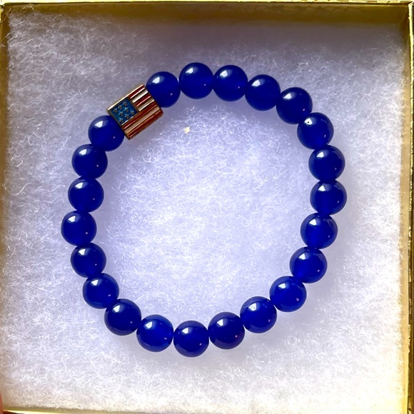 Accessories | Real Blue Jade Sterling American Flag Bracelet | Poshmark